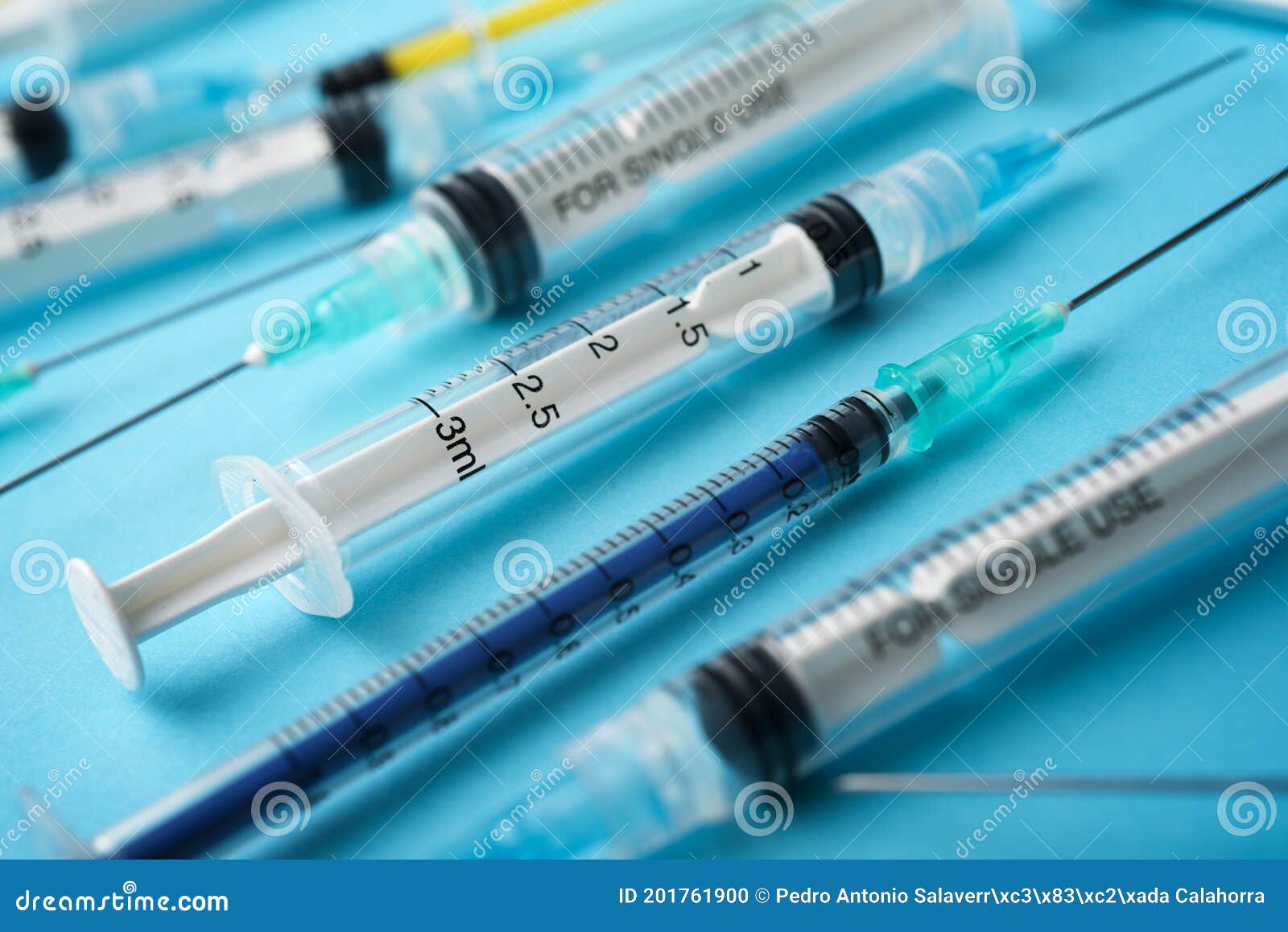Syringes close-up view stock photo. Image of medicament - 201761900