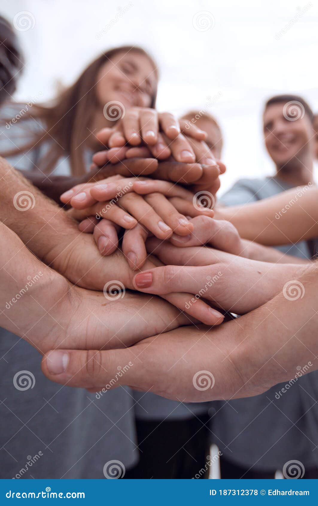 Close Up. a Group of Young People Showing Their Unity Stock Photo ...