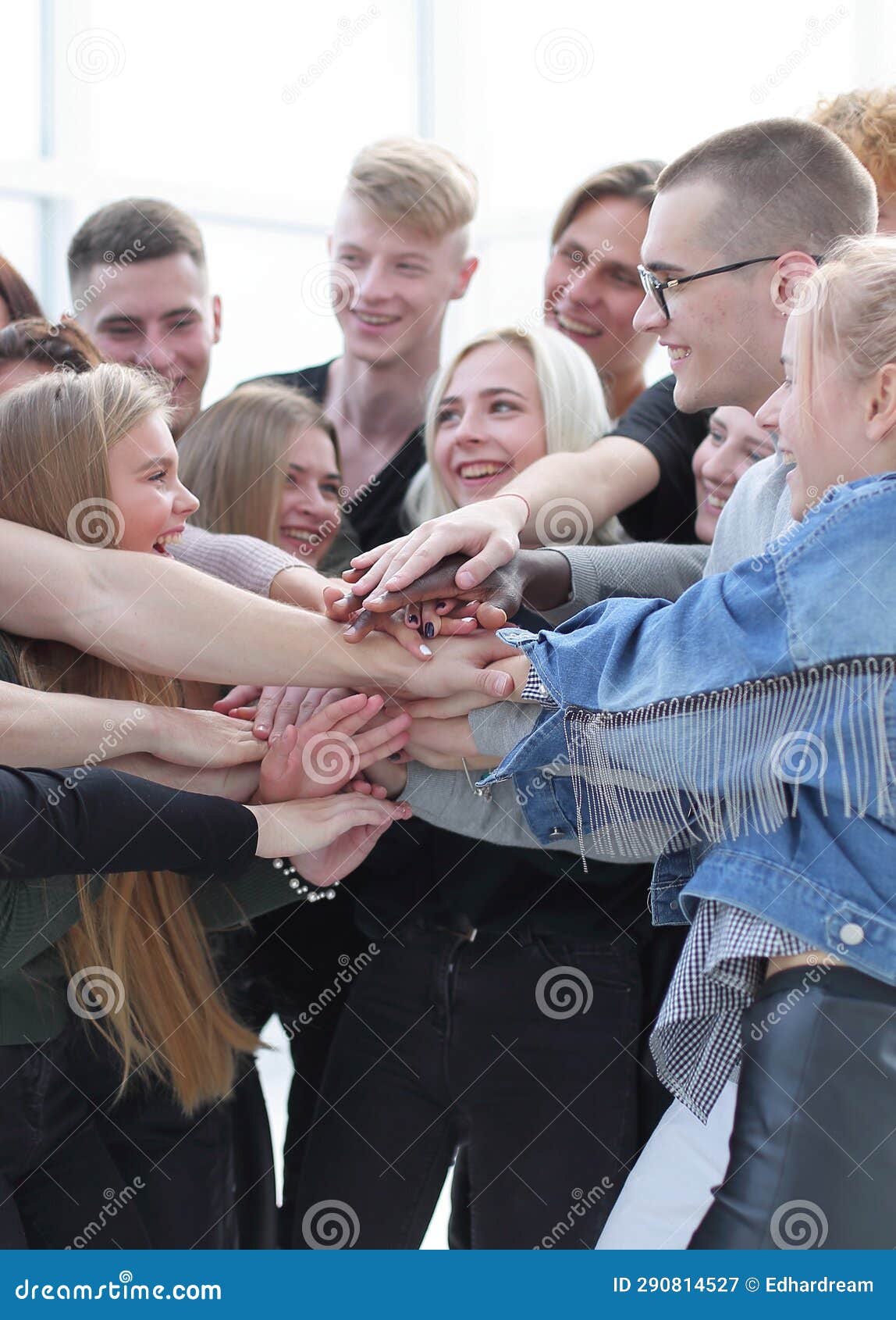 Close Up. a Group of Young People Showing Their Unity Stock Image ...