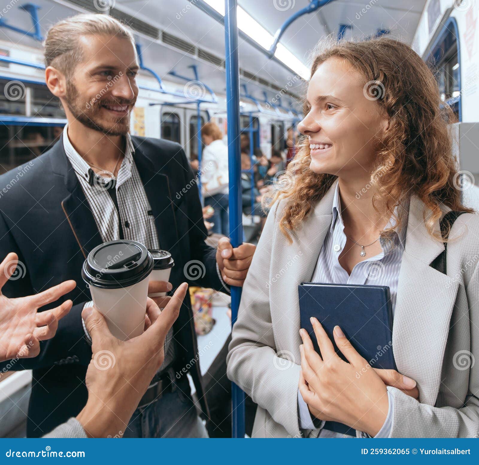 Group of Young People on a Subway Train. Stock Image - Image of ...