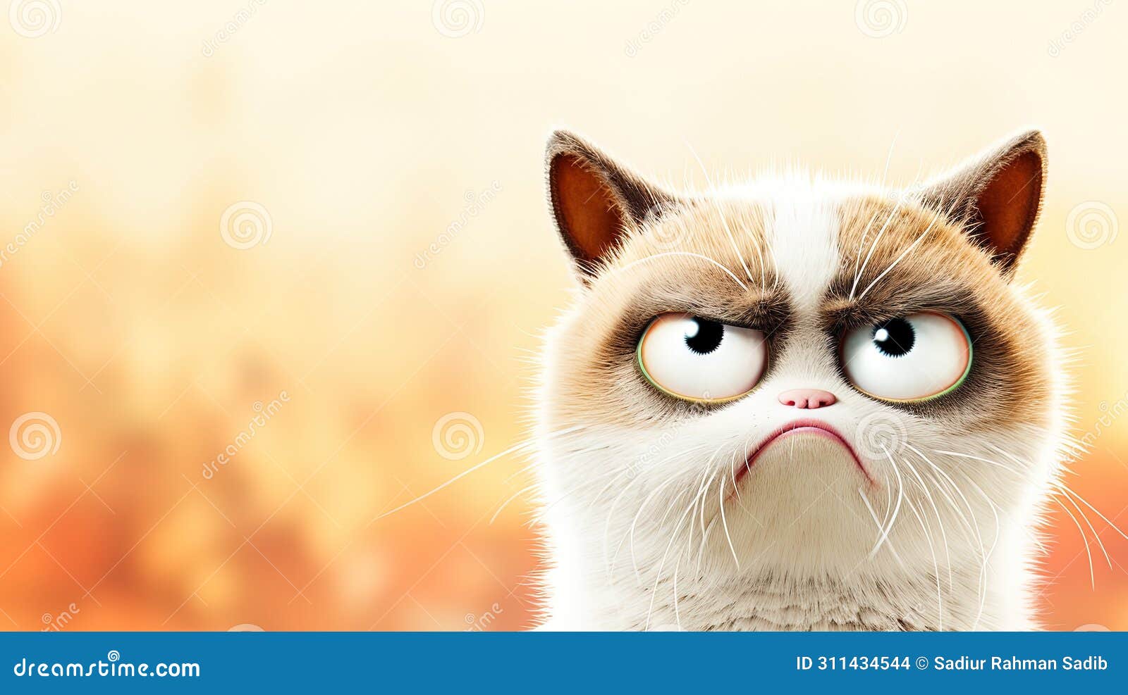 Close-up of Grumpy Cat Head. Stock Illustration - Illustration of ...