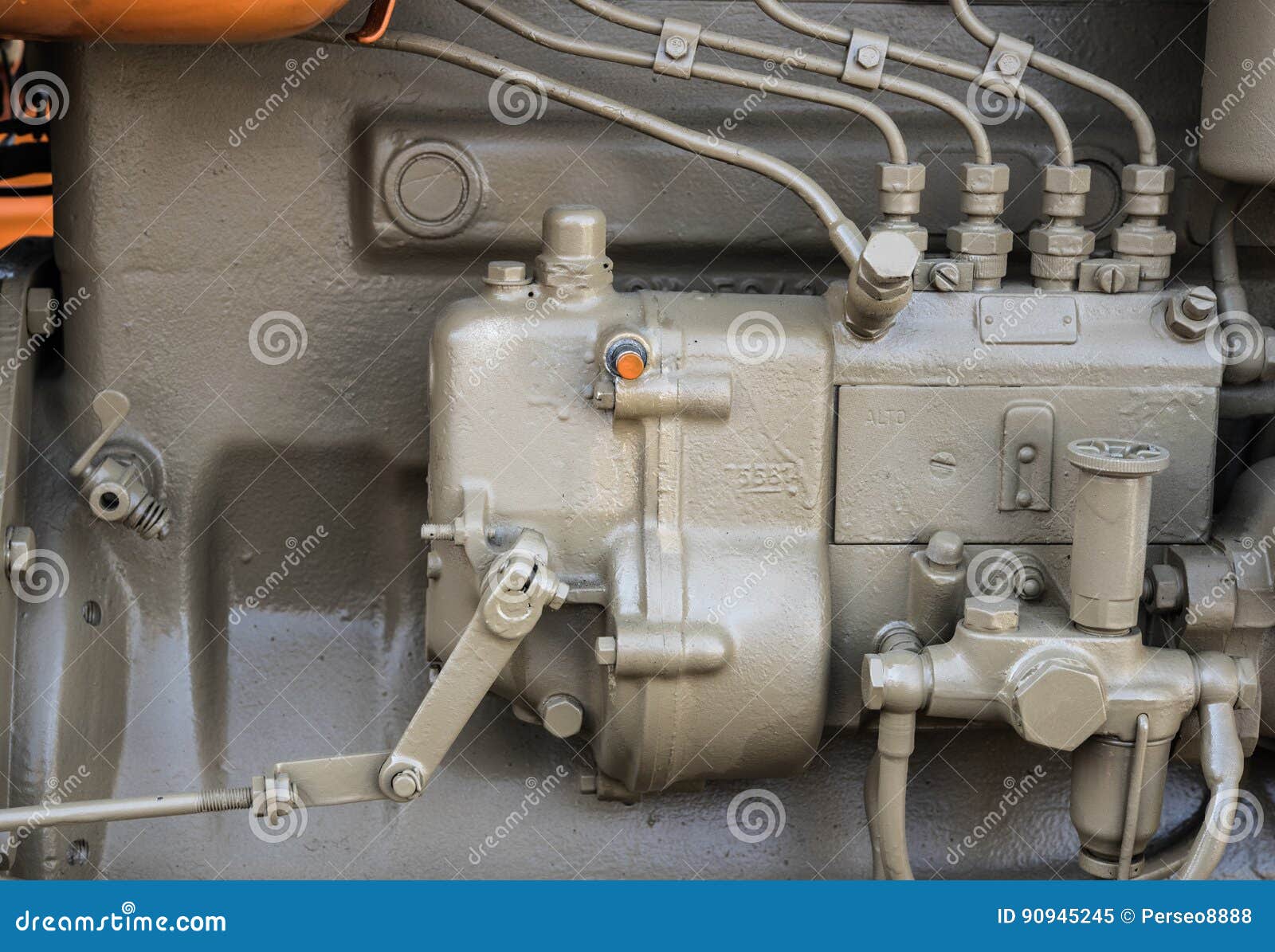 Close Up of Grunge Old Combustion Engine from Vintage Tractor. Stock ...