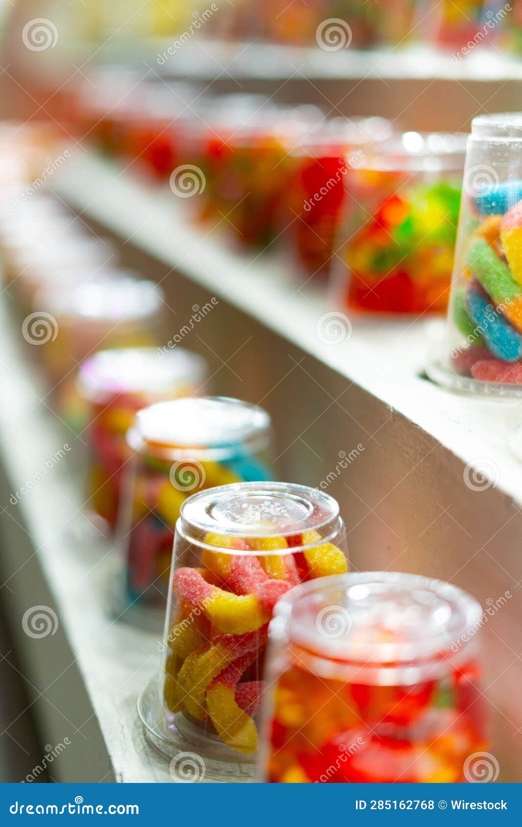 Close-up of Gummy Worms in Cups on a Carnival Stand Stock Photo - Image ...