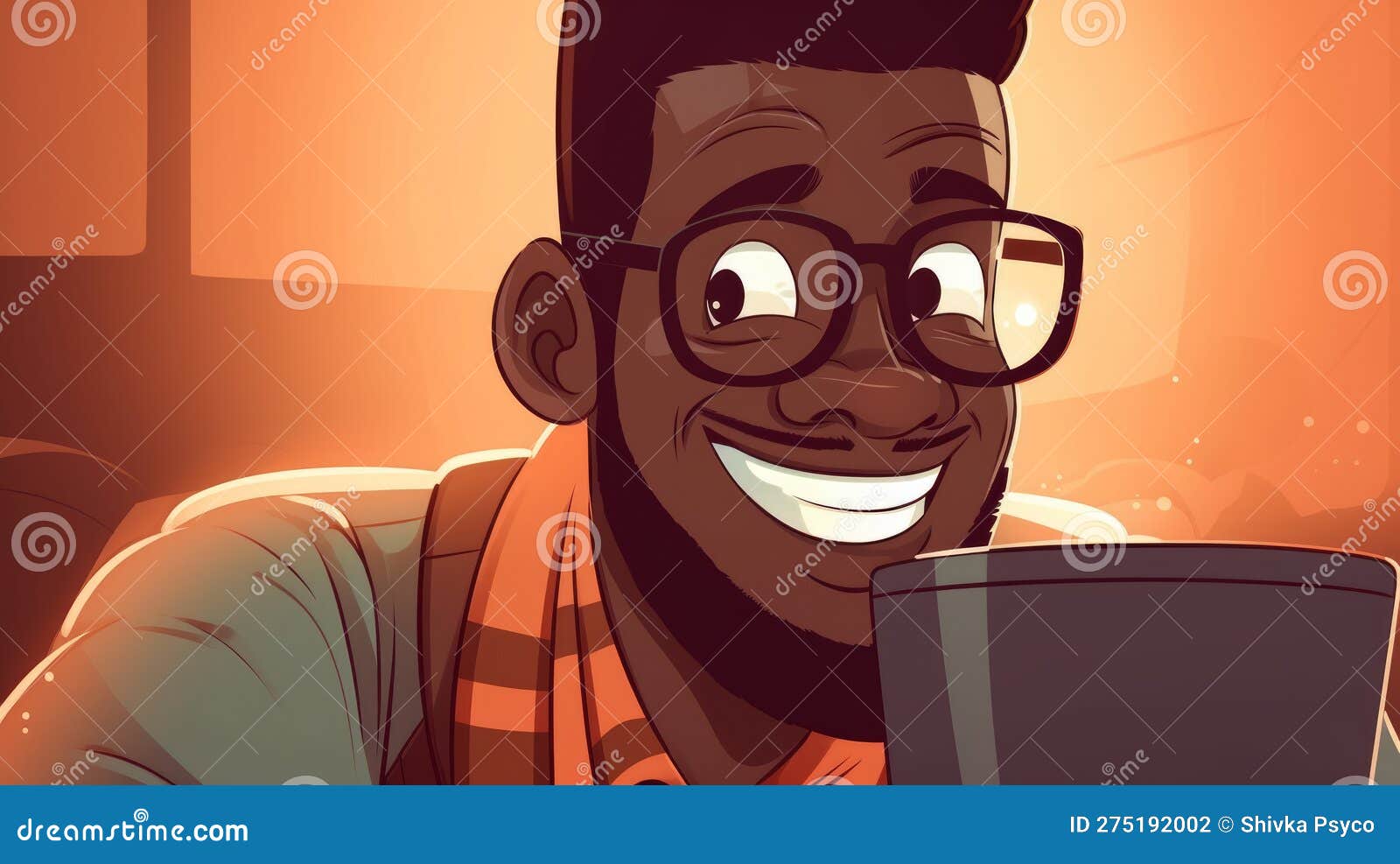 Close Up of a Guy Super Happy Comic Style Generative AI Stock ...