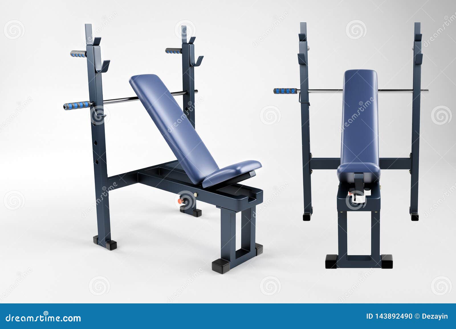 Close Up of Gym Bench with Squat Stand Stock Illustration ...