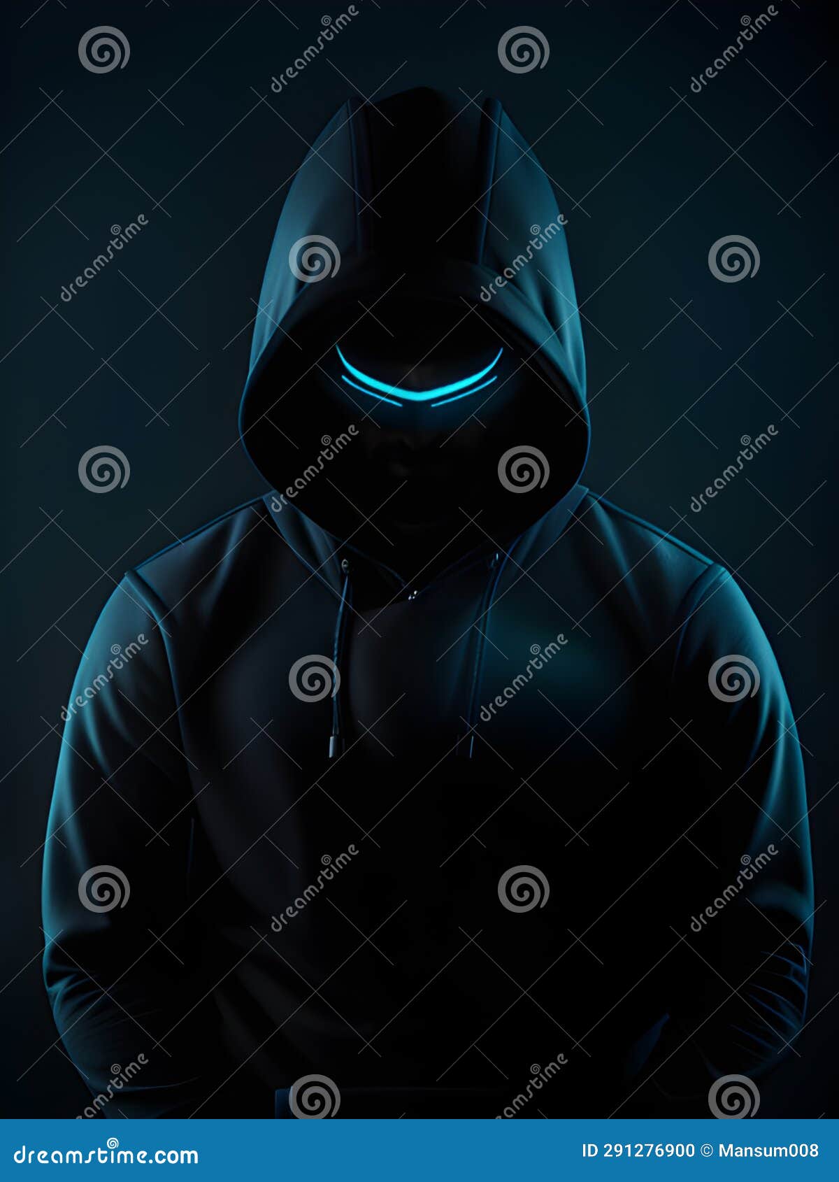 Close Up Hacker in Black Hoodie in Dark Room Stock Illustration ...