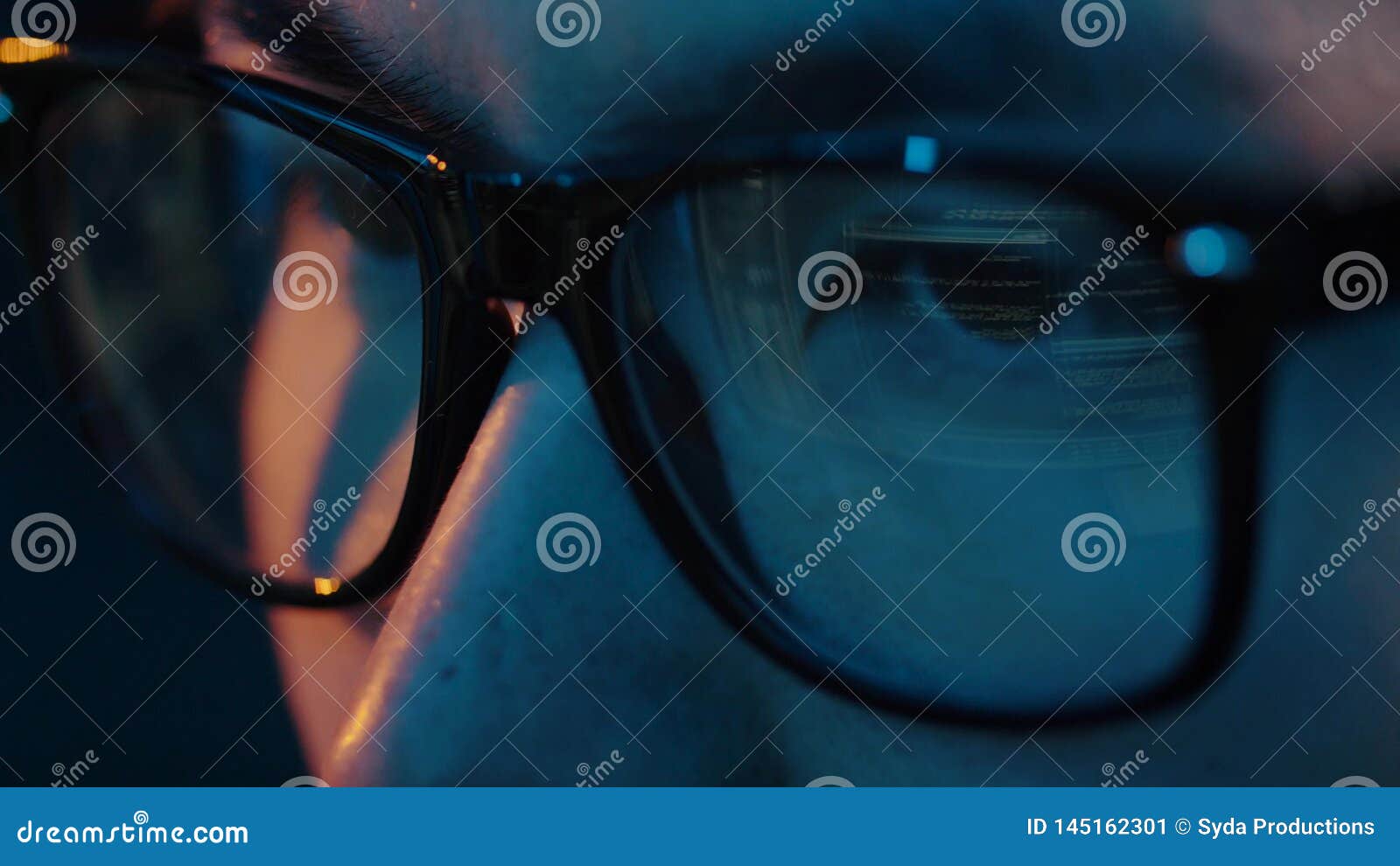 Close Up of Hacker in Glasses Looking at Screen Stock Video - Video of ...