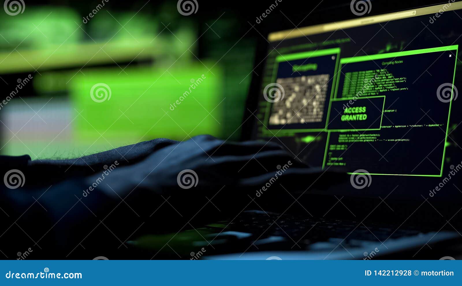 Close-up Hacker Hands Working on Laptop, Selecting Password, Access ...