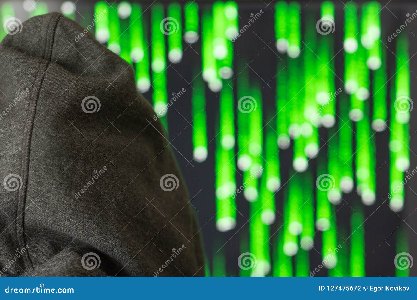 Close-up, Hacker in the Hood Looks at the Monitor, the Concept of ...