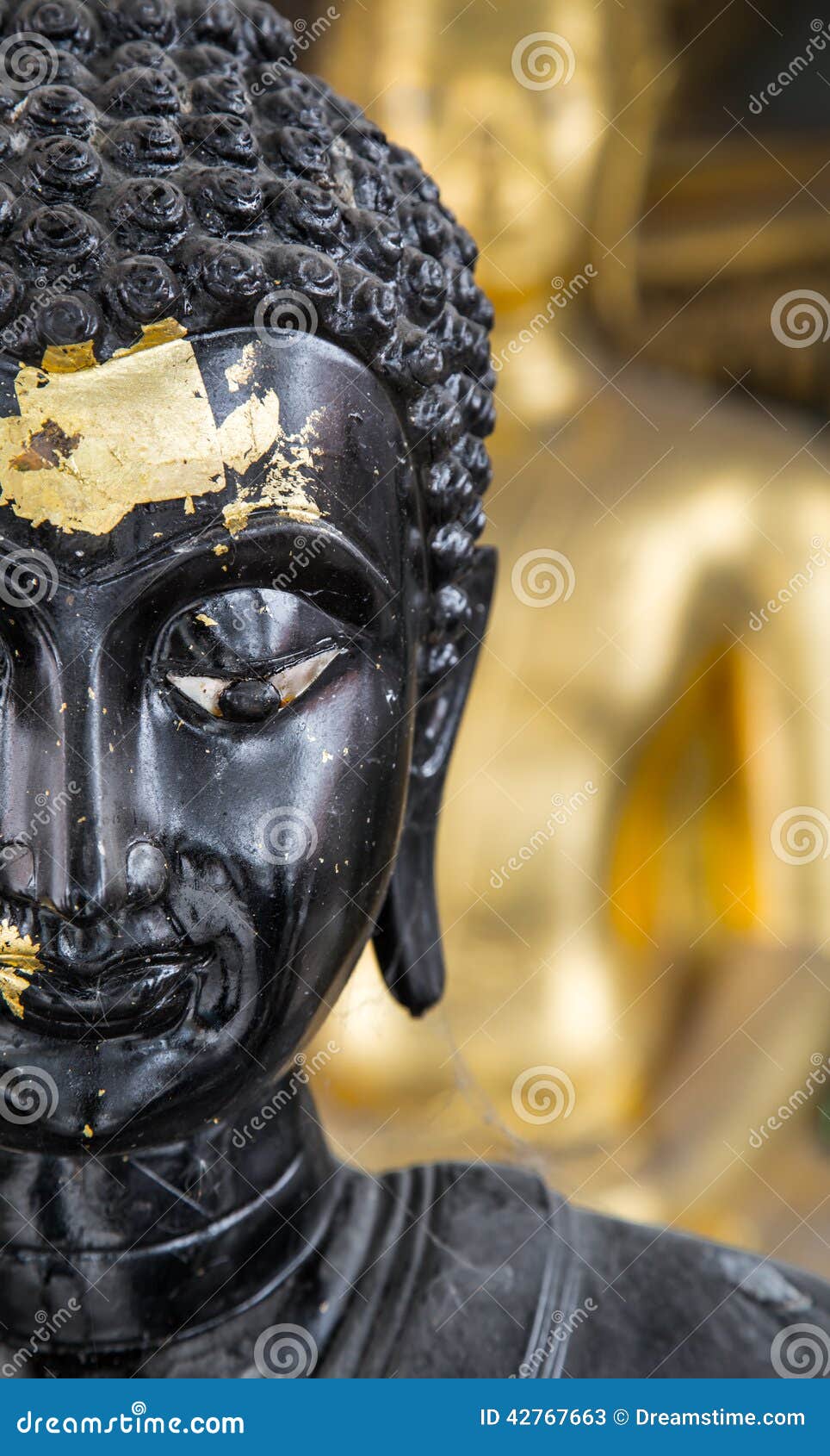 Close Up Half Face of a Black Buddha Stock Image - Image of famous ...
