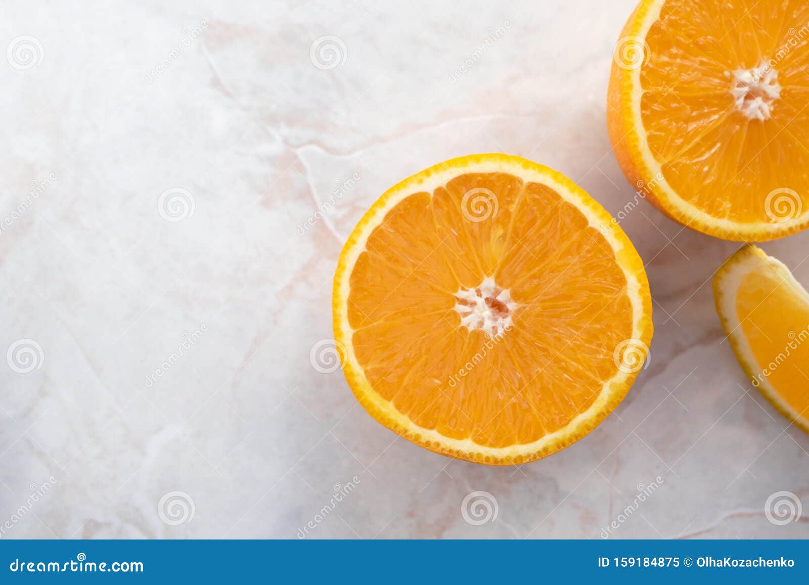 Close-up of Halved Orange on a Light Table Surface Stock Image - Image ...