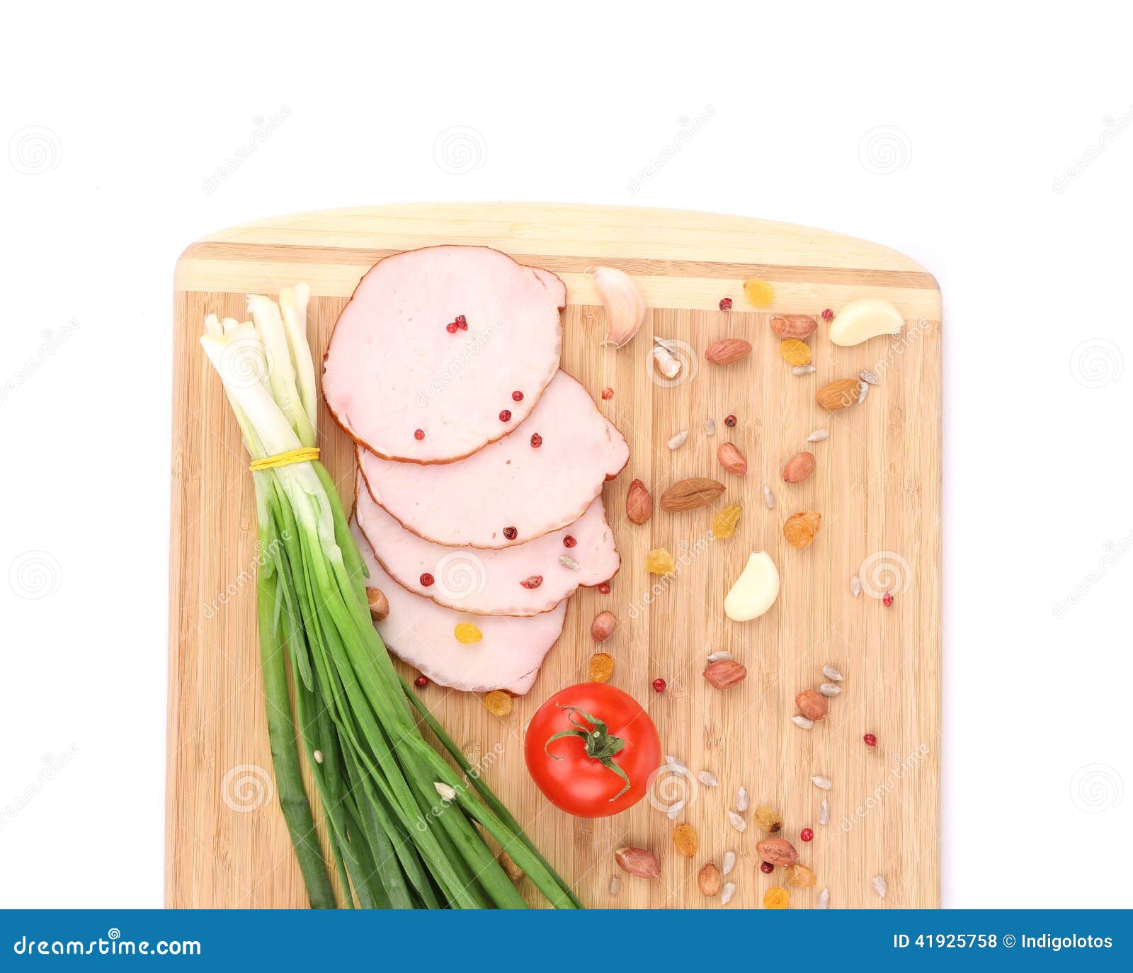 Close Up of Ham with Nuts on Board. Stock Photo - Image of cherry, beef ...