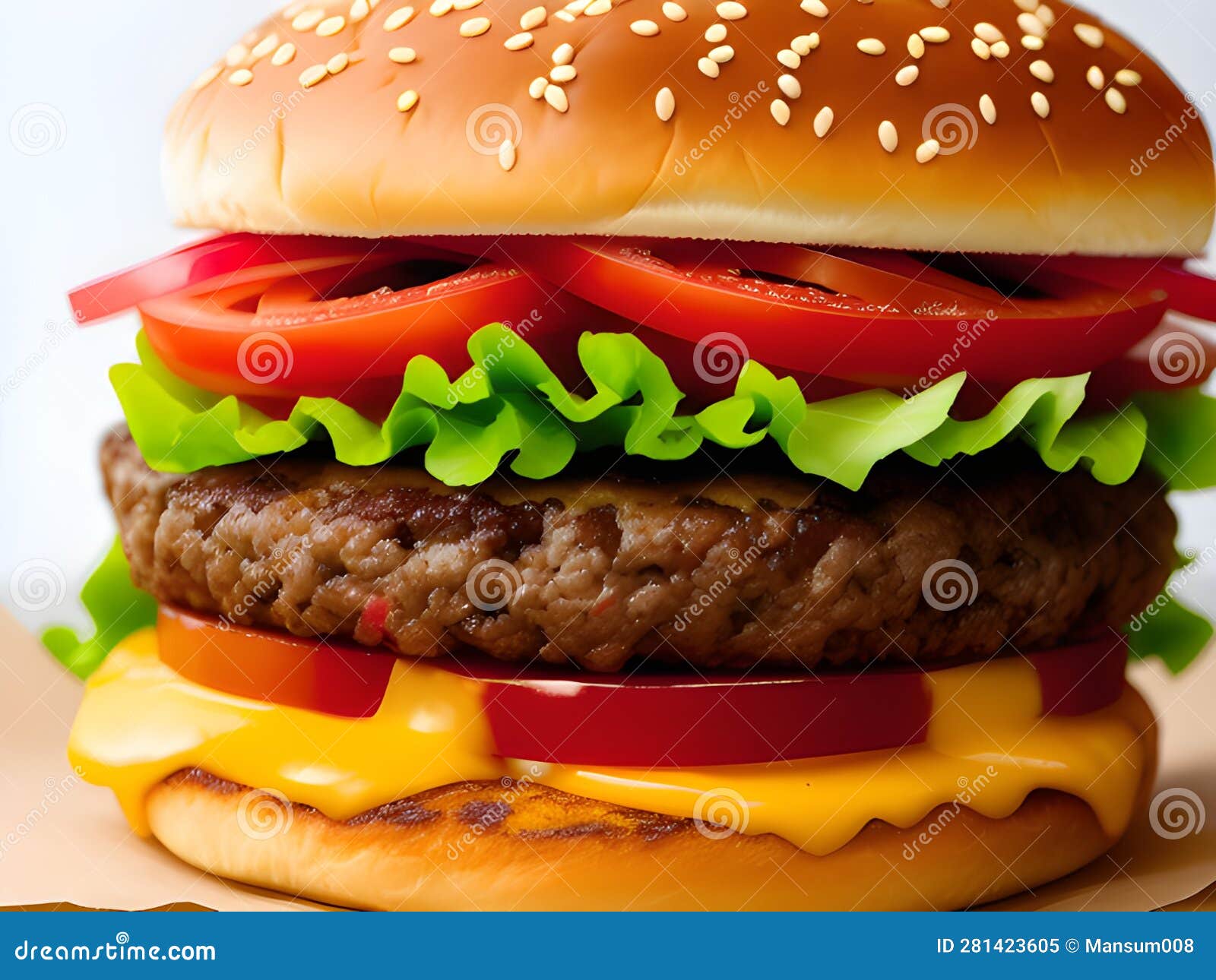 Close Up of Hamburger, Food Concept, AI Generated Stock Illustration ...