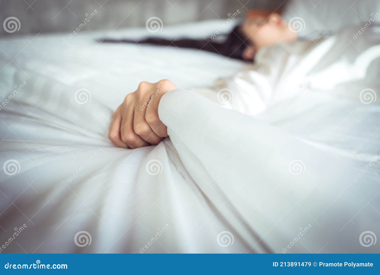 Close Up Hand Of Asian Young Woman Having Sex On Bedroom Erotic