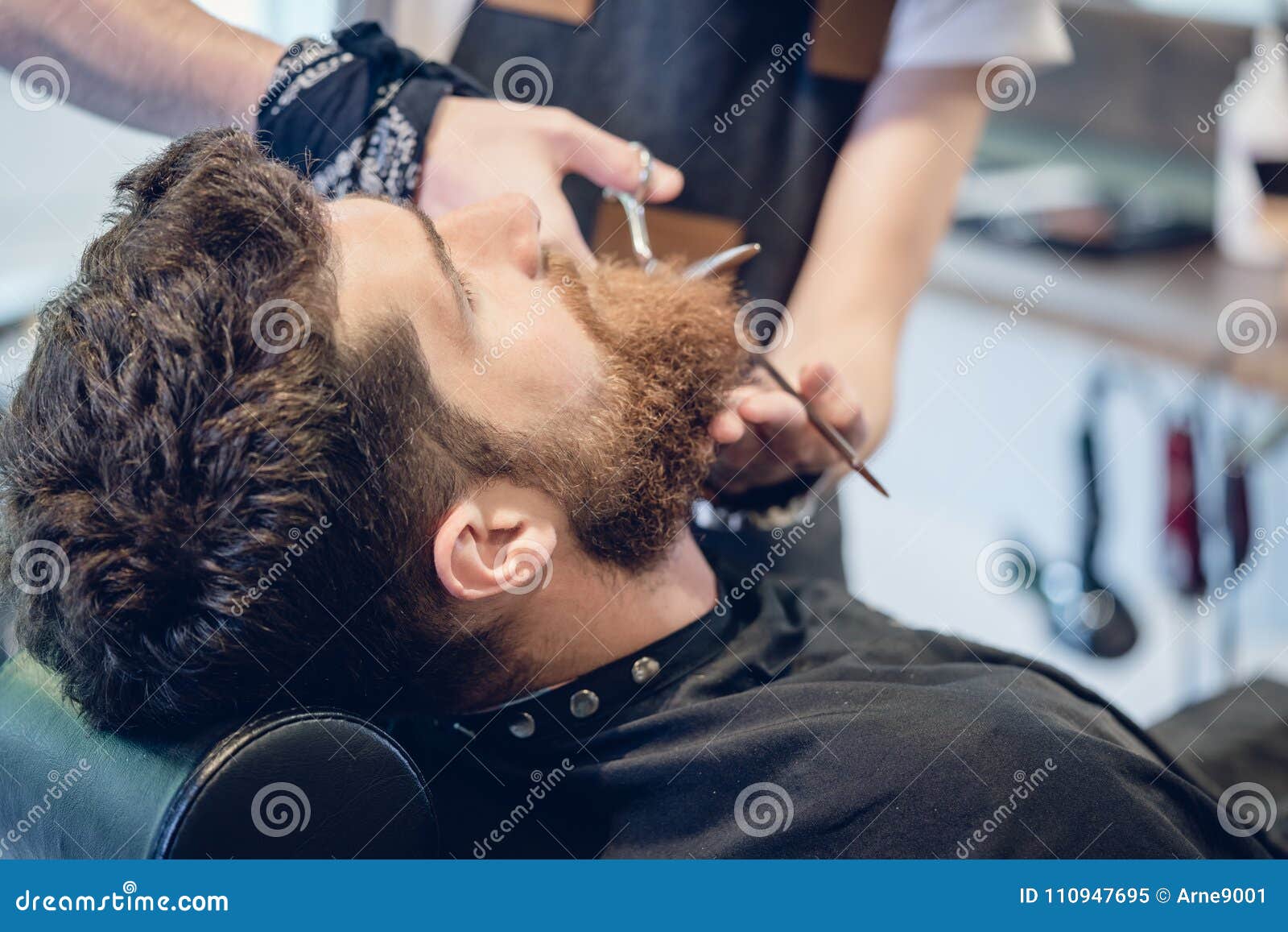Trimming Beard. Barbershop Services. Excellent Barber Does Not Rush ...