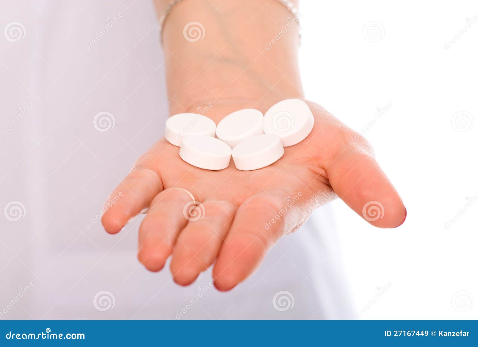 Close-up on the Hand Big White Pill Stock Image - Image of help ...