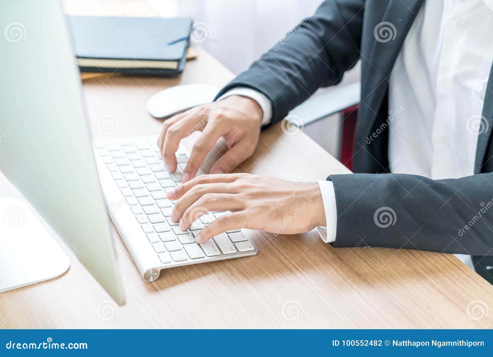 Close-up Hand of Businessman Using Computer Stock Photo - Image of ...