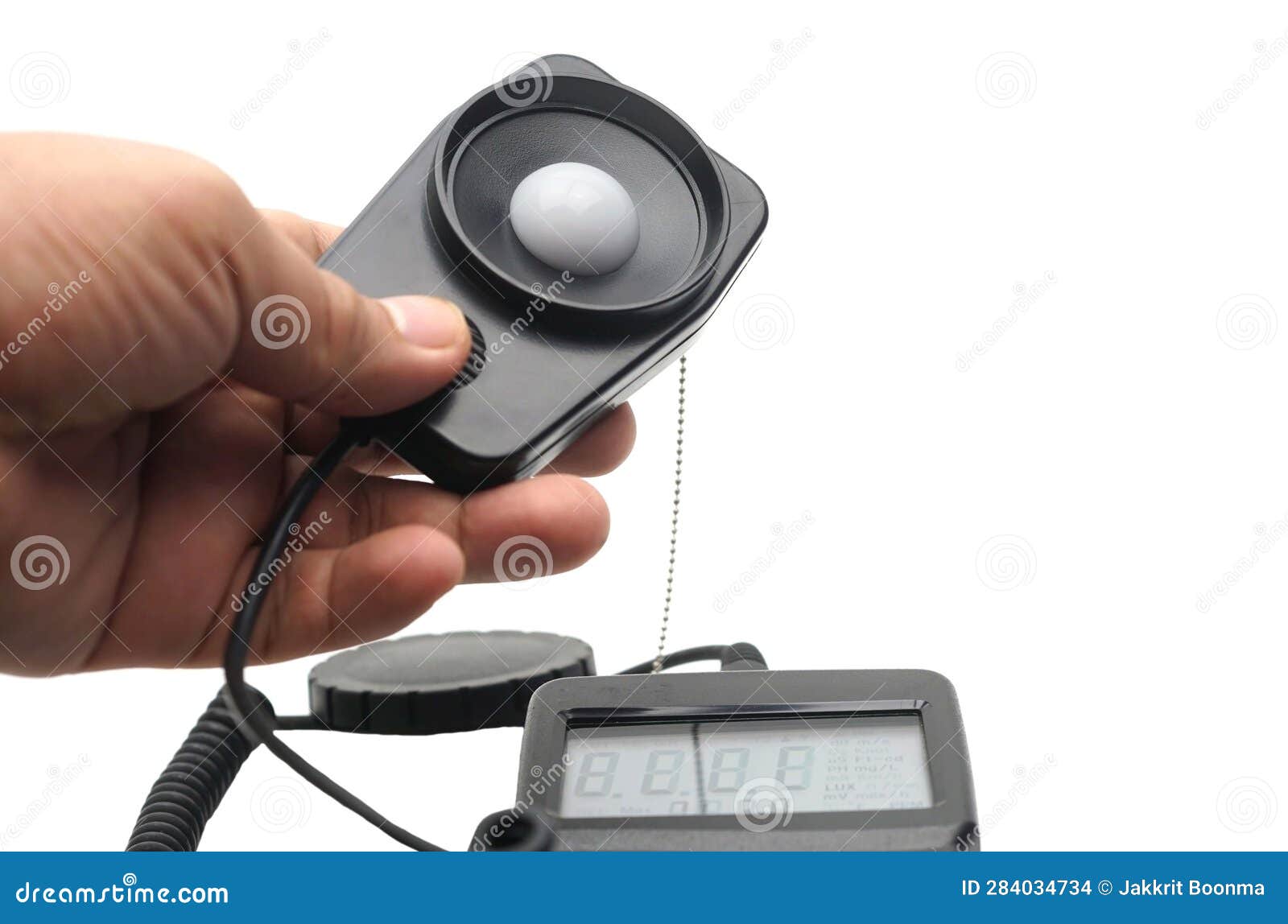 Close Up a Hand Catching a Light Probe of a LUX Meter for Measurement ...