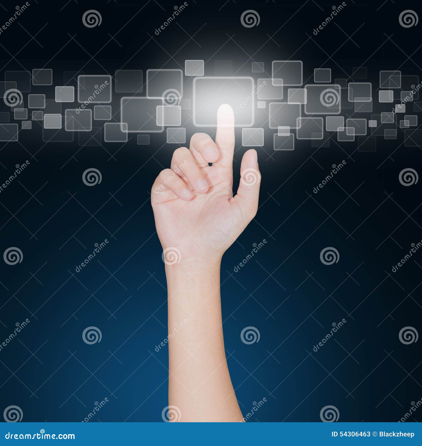 Close Up Hand Click on Button Future Technology Stock Image - Image of ...