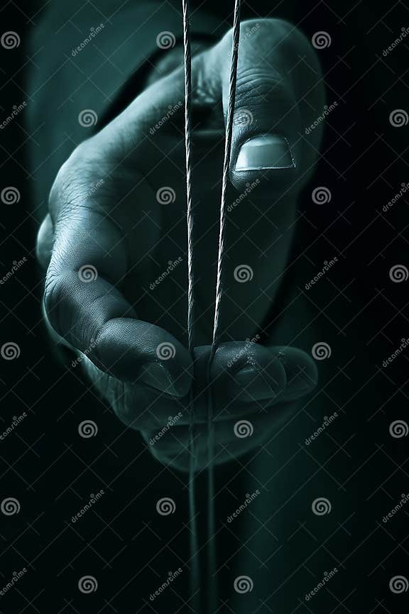 Close-Up of Hand Controlling Puppet Strings Stock Image - Image of ...
