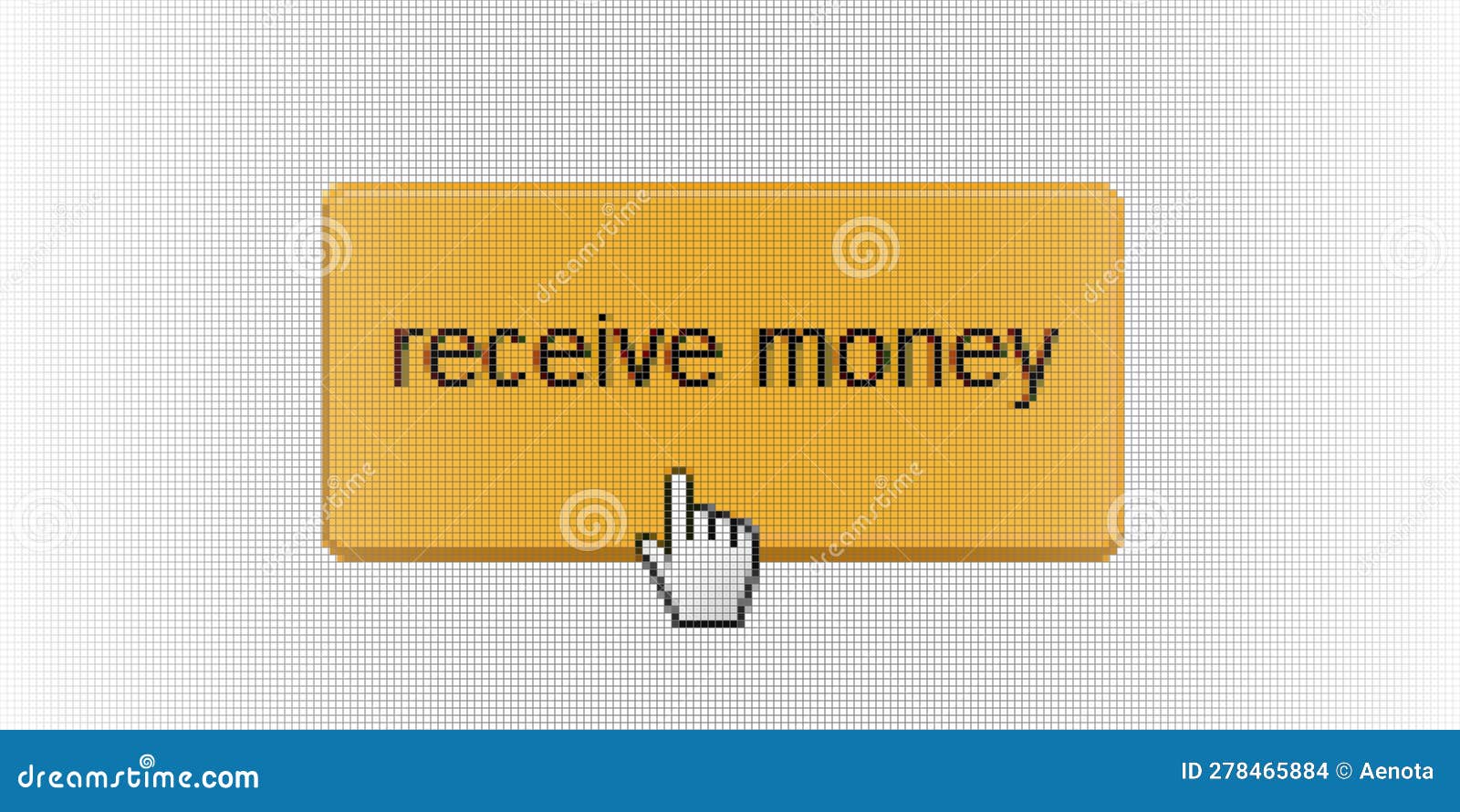 Close Up Hand Cursor and Website Button Receive Money Stock Vector ...