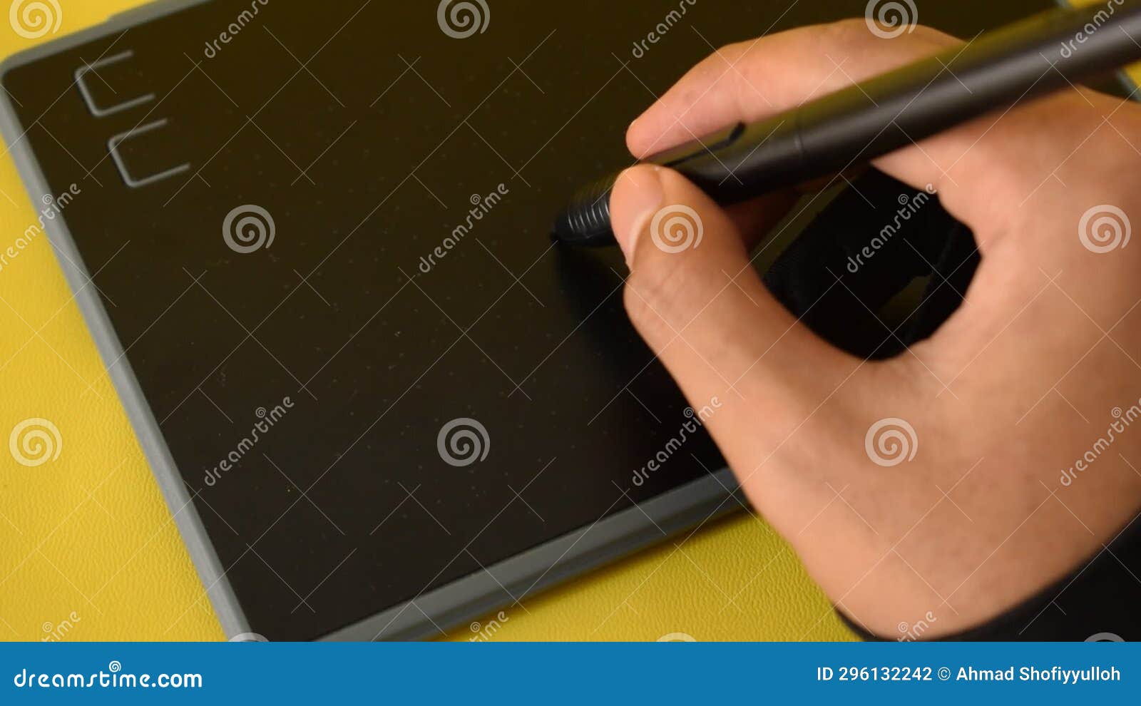 Hand Drawing on a Digital Tablet with Pencil. Professional Working on ...