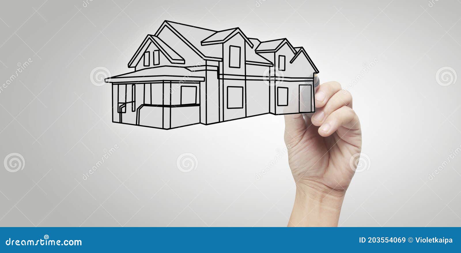 Close Up Hand Drawing House Stock Image - Image of building, blueprint ...