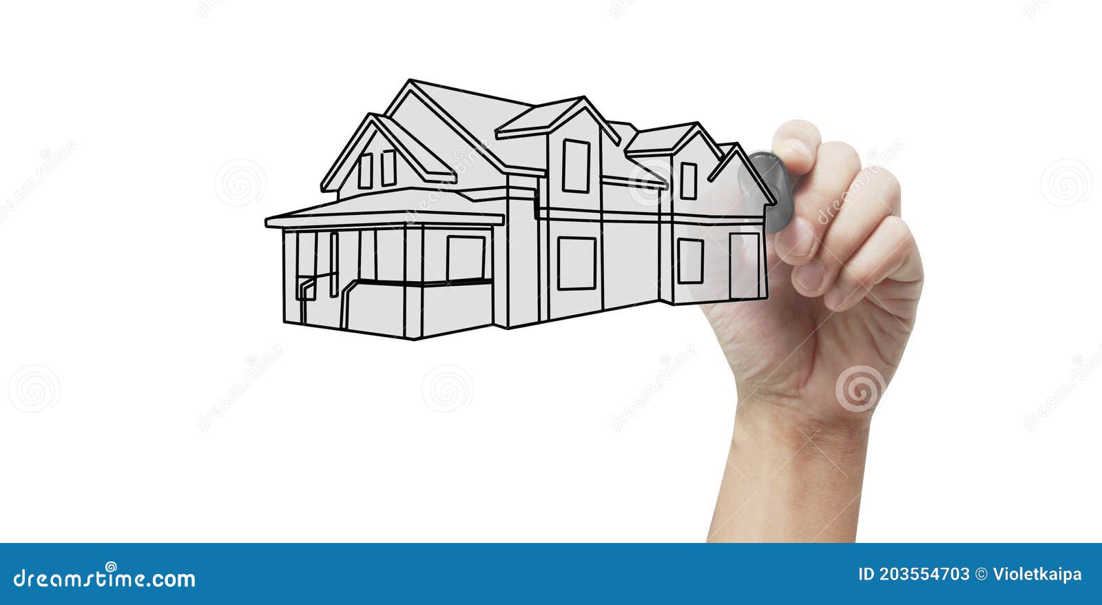 Close Up Hand Drawing House Stock Image - Image of build, estate: 203554703