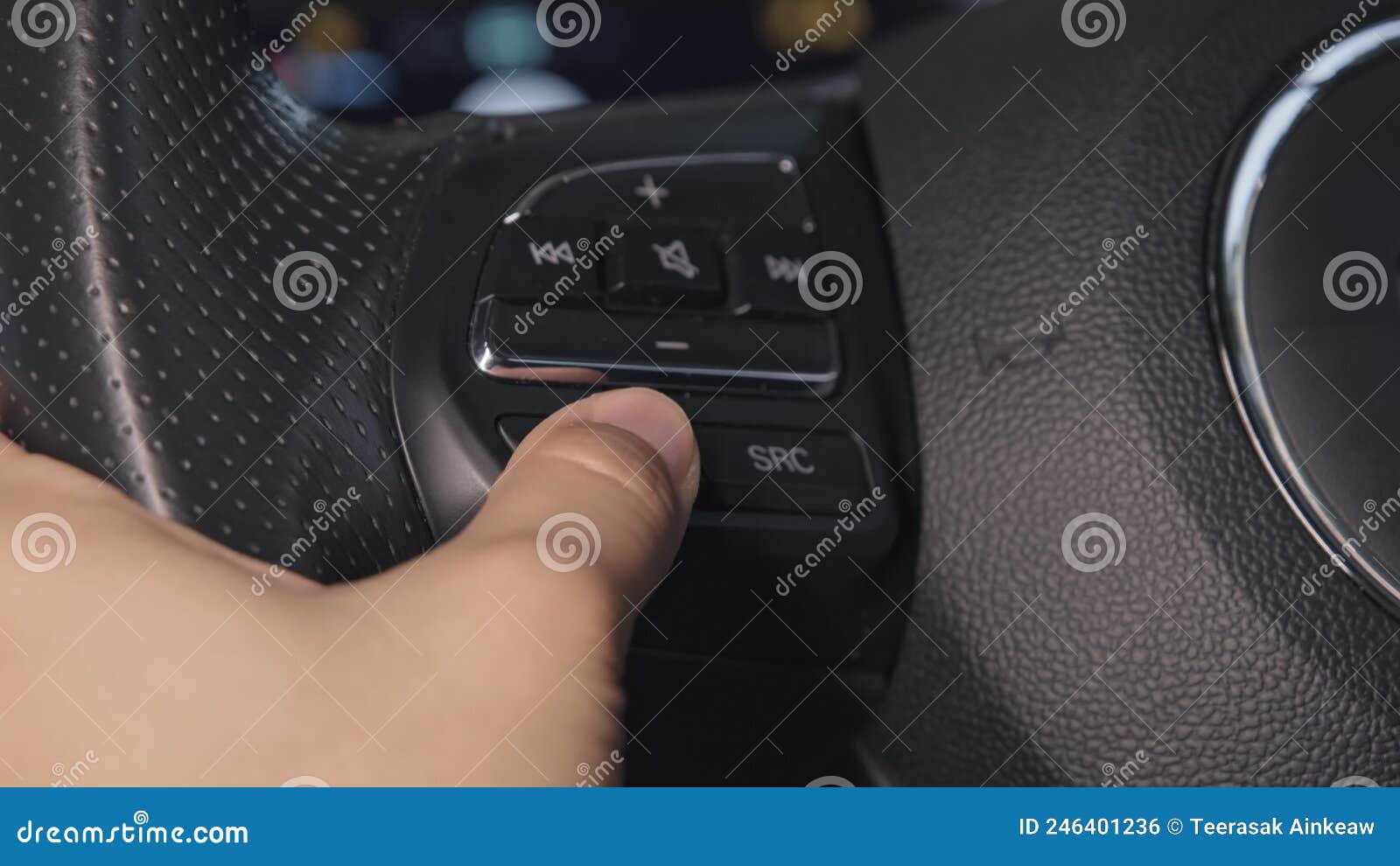Close-up Hand of a Female Driver in a Suit Pressing Button To Enable or ...