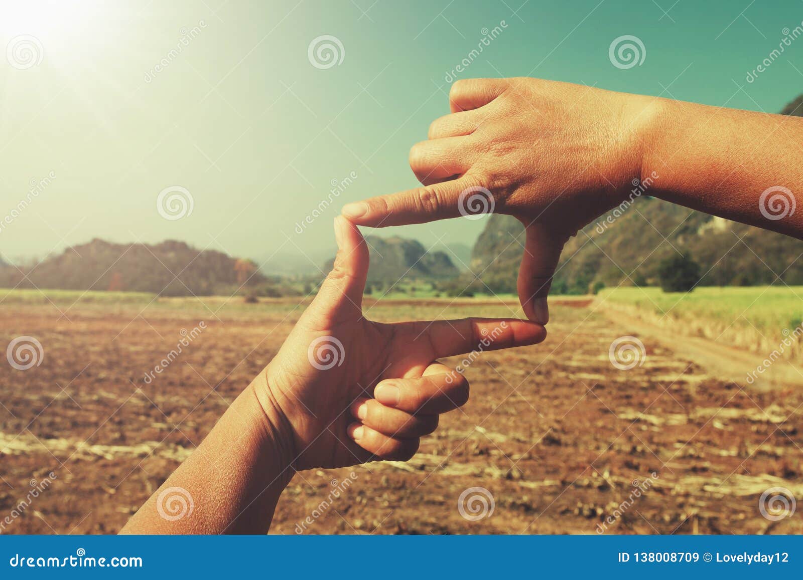 Close up hand framing view stock image. Image of field - 138008709