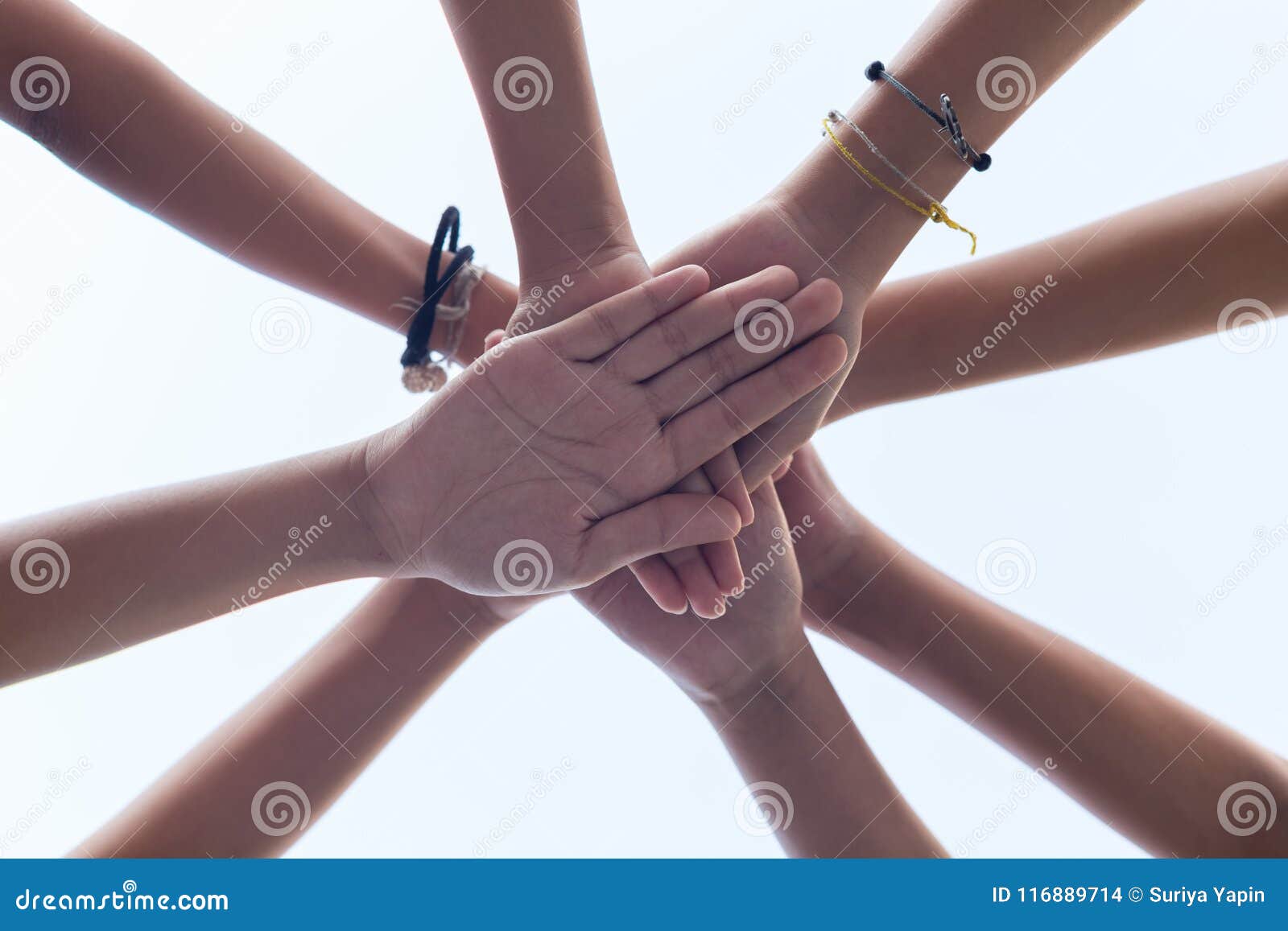 Close Up Hand Girl Power , Teamwork Stacking Hand Stock Photo - Image ...