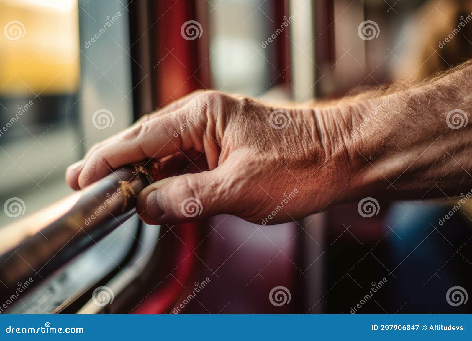 Close-up Of A Hand Gripping A Rail Inside A Bus Stock Image ...