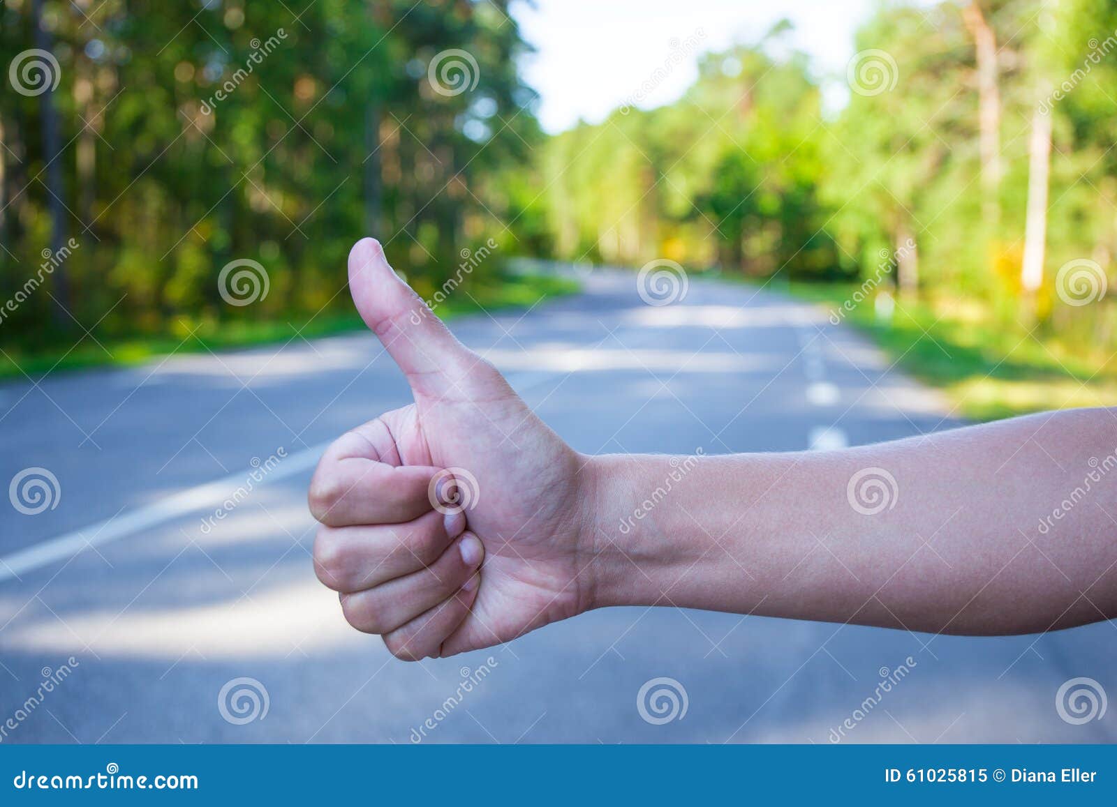 Close Up of Hand Hitching Car on Road Stock Image - Image of hand ...
