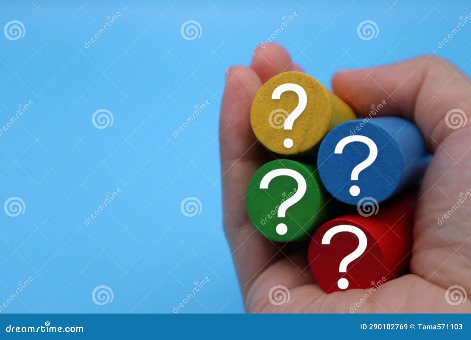 Hand Holding Building Blocks with Question Marks Written on Them Stock ...