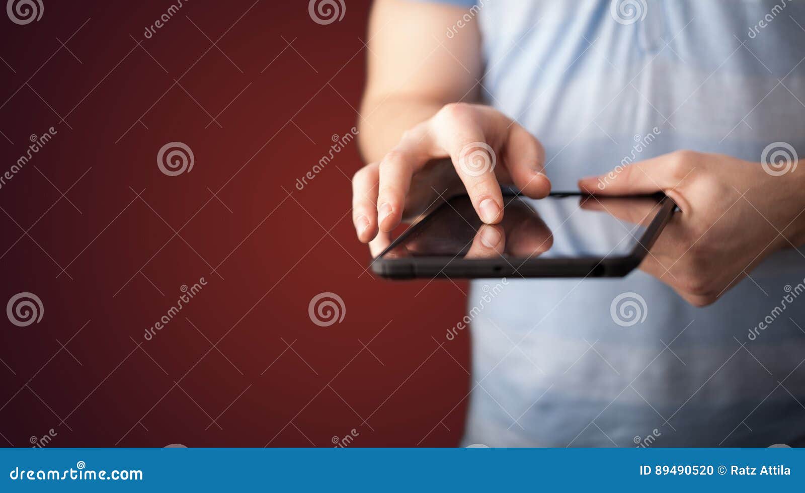 Close Up of Hand Holding Digital Touchpad Tablet Device Stock Photo ...