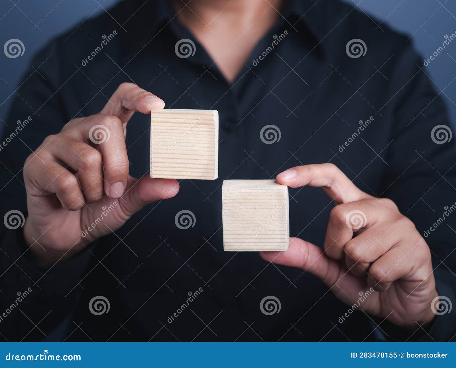 Close-up of Hand Holding Empty Wood Small Square Pieces. Stock Image ...