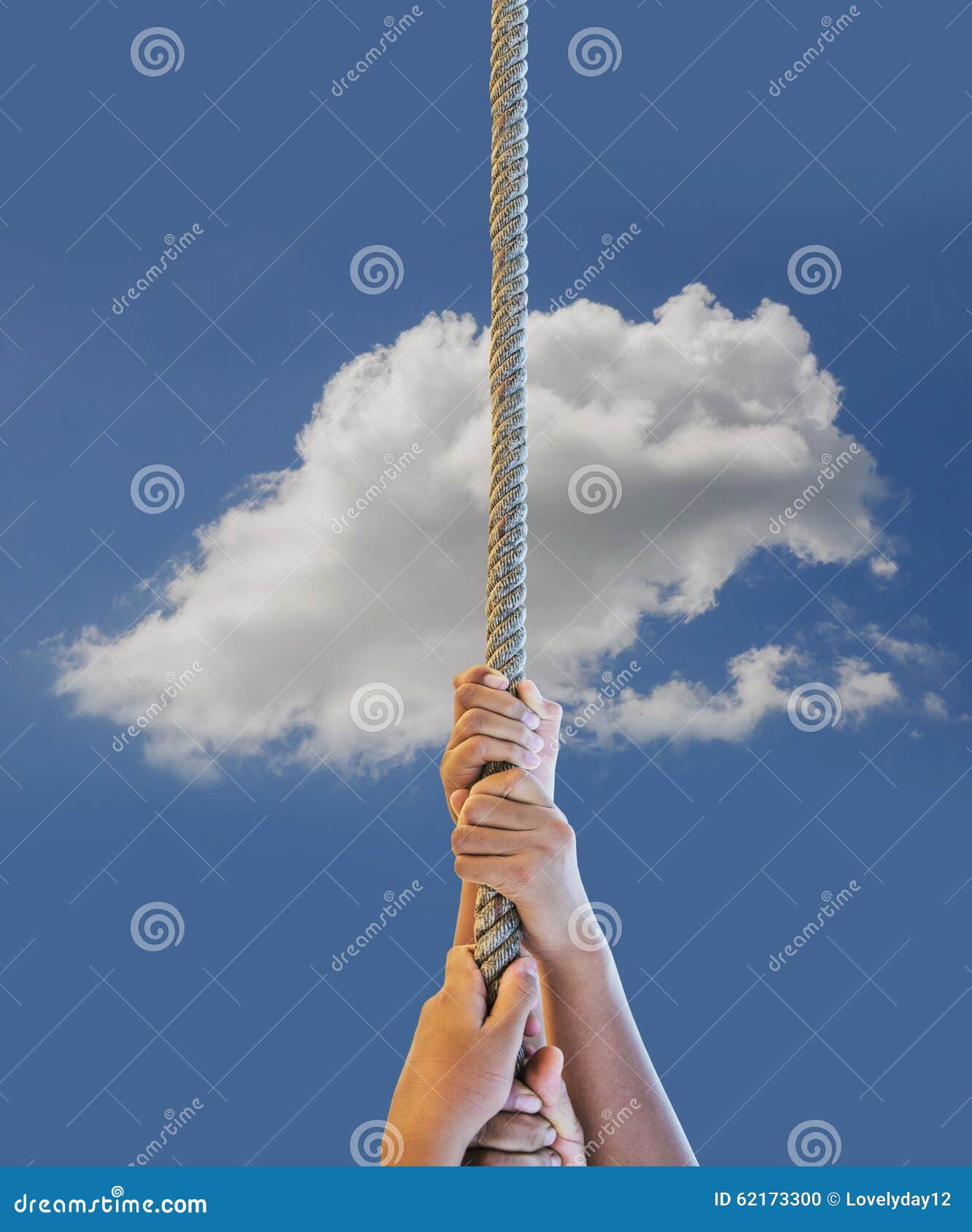 Close Up Hand Holding Rope and Blue Sky Stock Photo - Image of ...