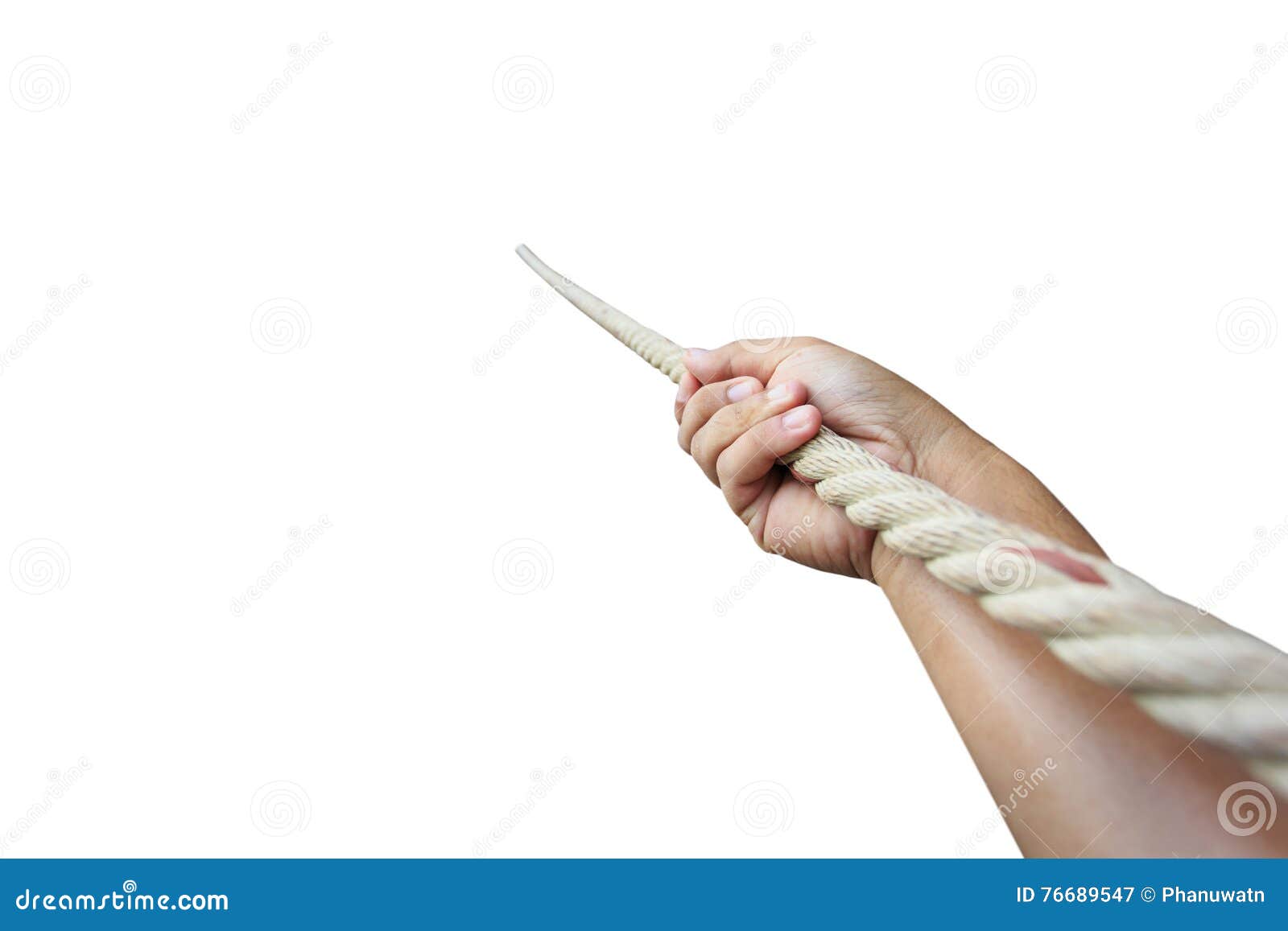 Close Up Hand Holding Rope Isolated on White Stock Image - Image of ...