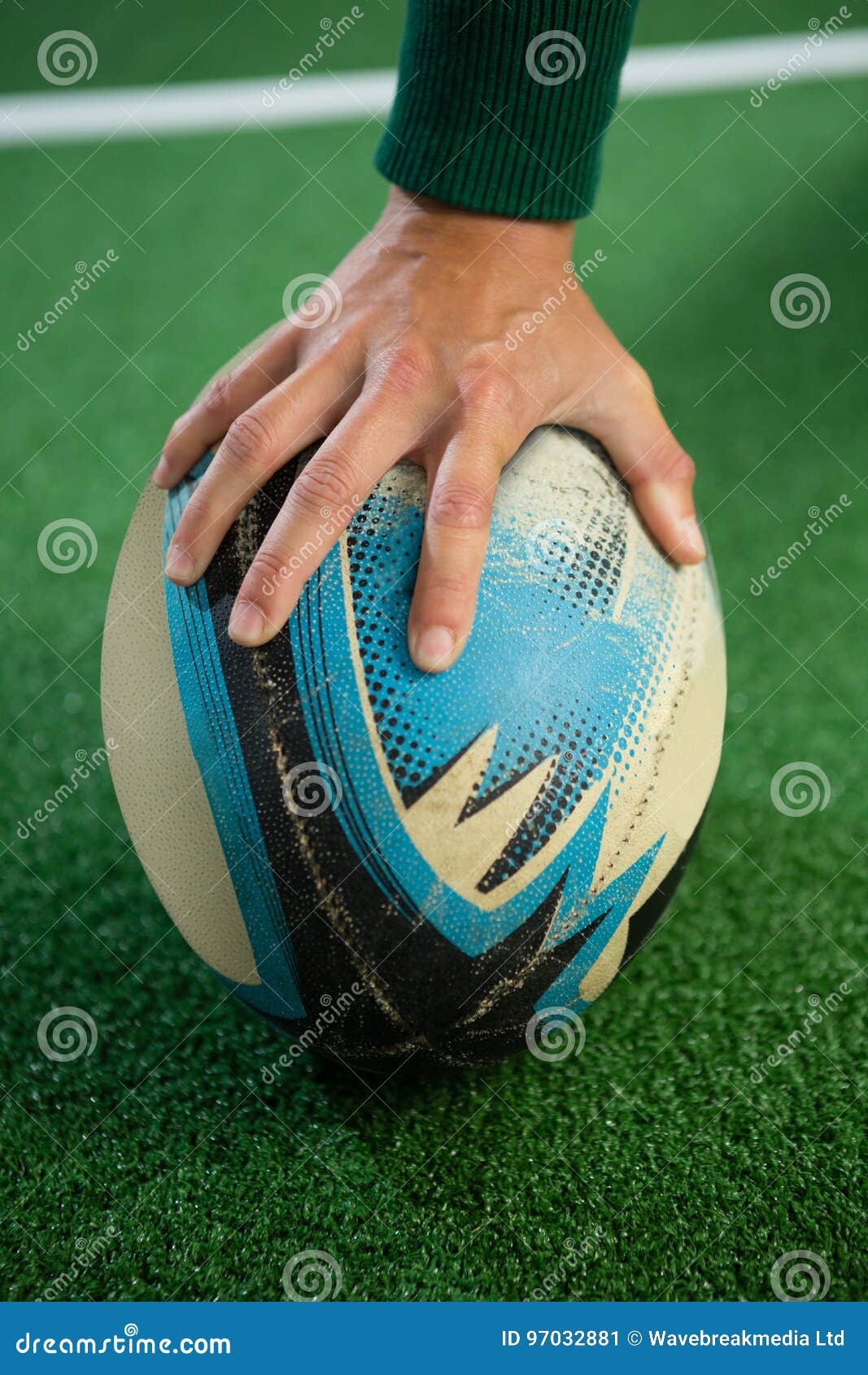 Close Up of Hand Holding Rugby Ball Stock Image - Image of activity ...