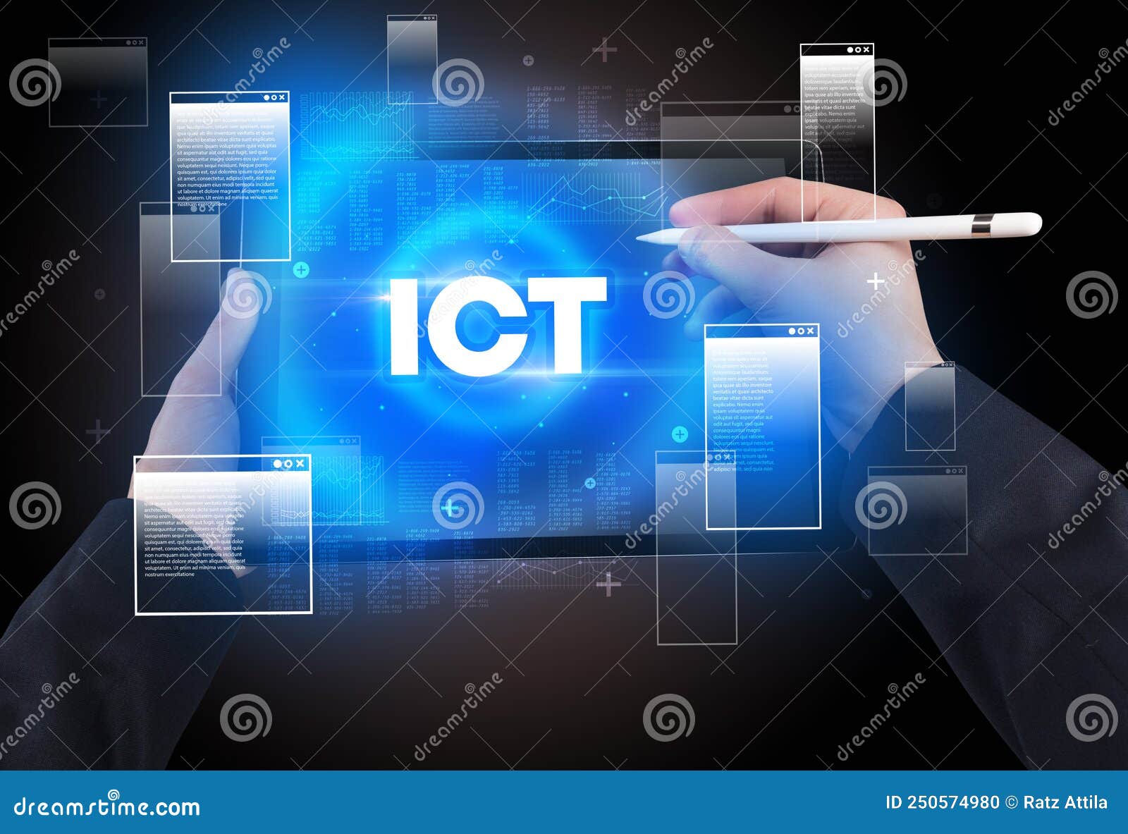 Close-up of a Hand Holding Tablet Stock Photo - Image of blue, display ...