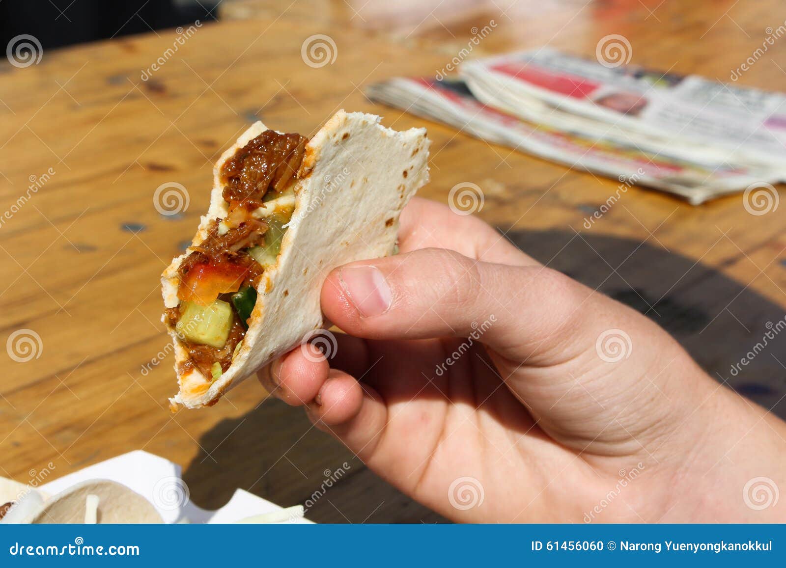Close-up of Hand Holding a Taco Stock Photo - Image of meat, filling ...