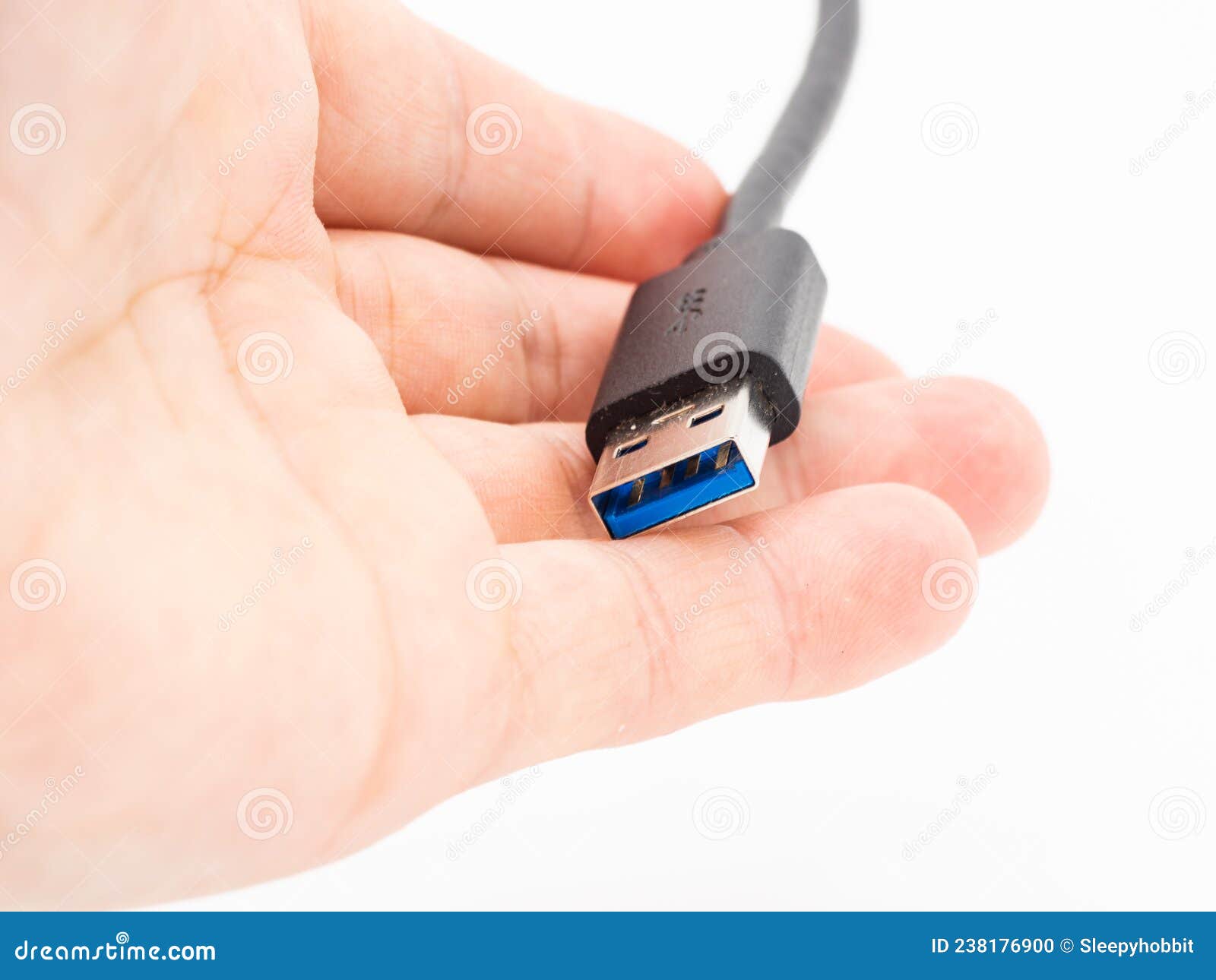 Hand Holding Usb Cable on White Background Stock Photo - Image of modem ...