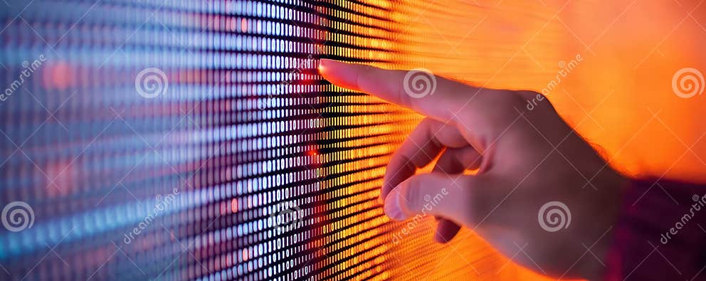 Digital Data Binary Code Hand Touching Screen Technology Concept Abstract Background Stock ...
