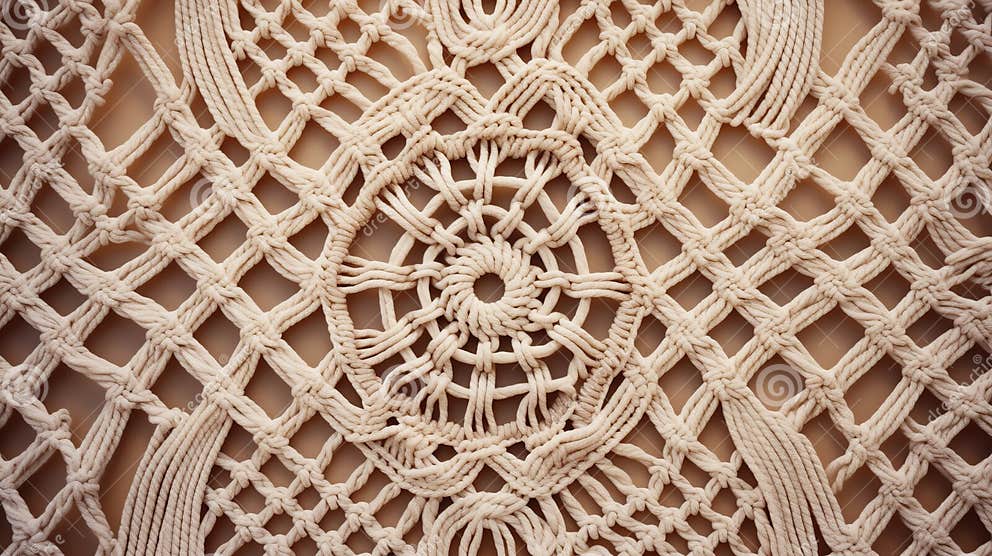 Close-up of Hand Made Macrame Texture Pattern Background Stock Photo ...