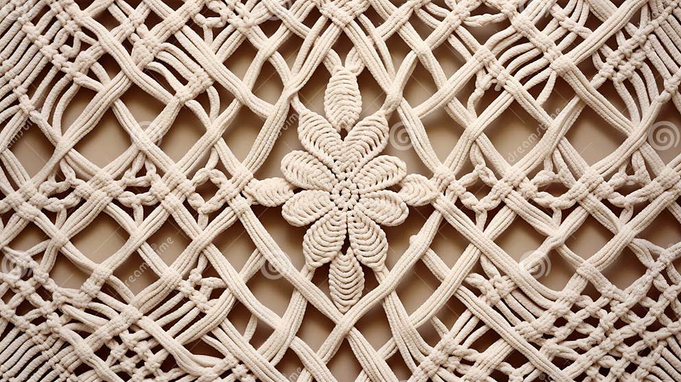 Close-up of Hand Made Macrame Texture Pattern Background Stock Photo ...