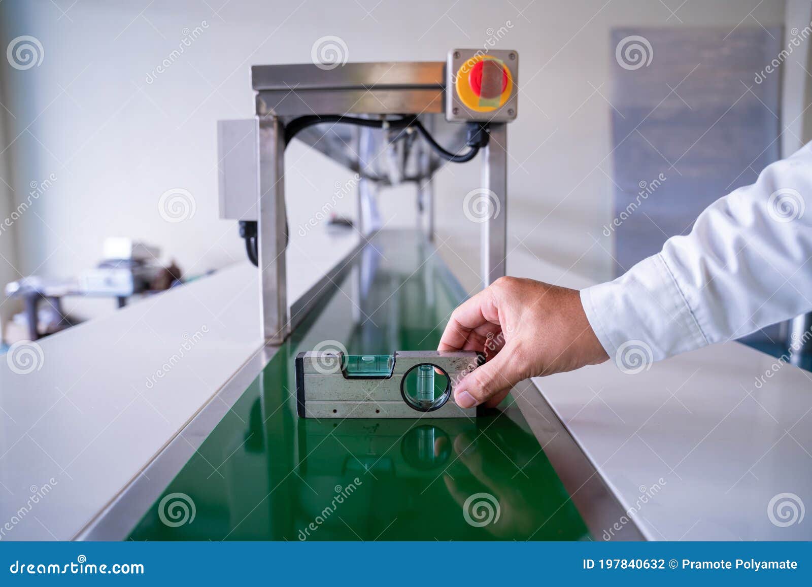 Close Up of Hand Mechanic Technician Worker Use a Water Level Meter ...