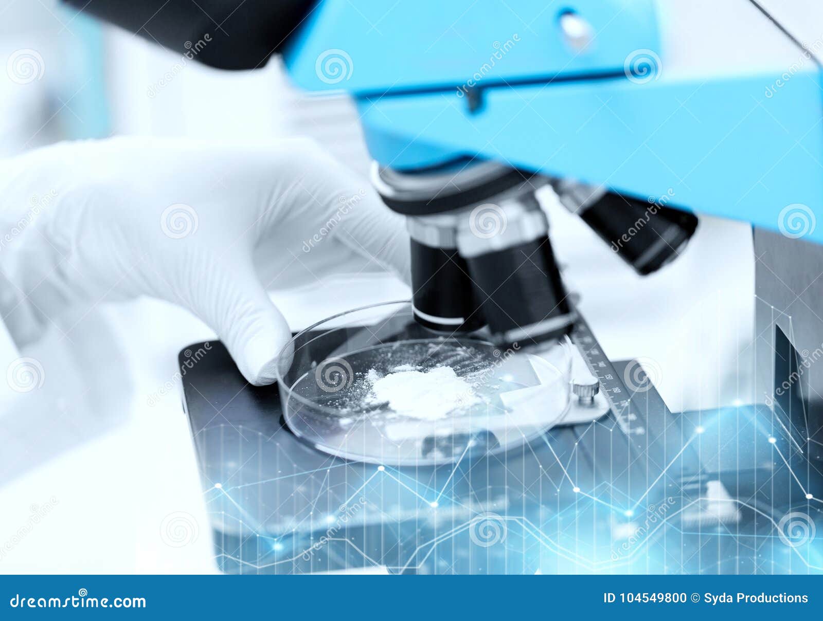 Close Up of Hand with Microscope and Powder Sample Stock Photo - Image ...