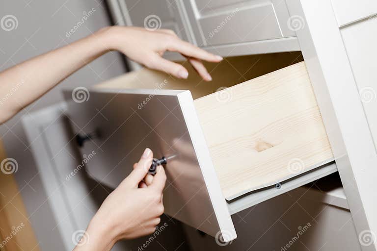 Close Up of Hand Opening a Drawer Stock Photo - Image of hands, hand ...