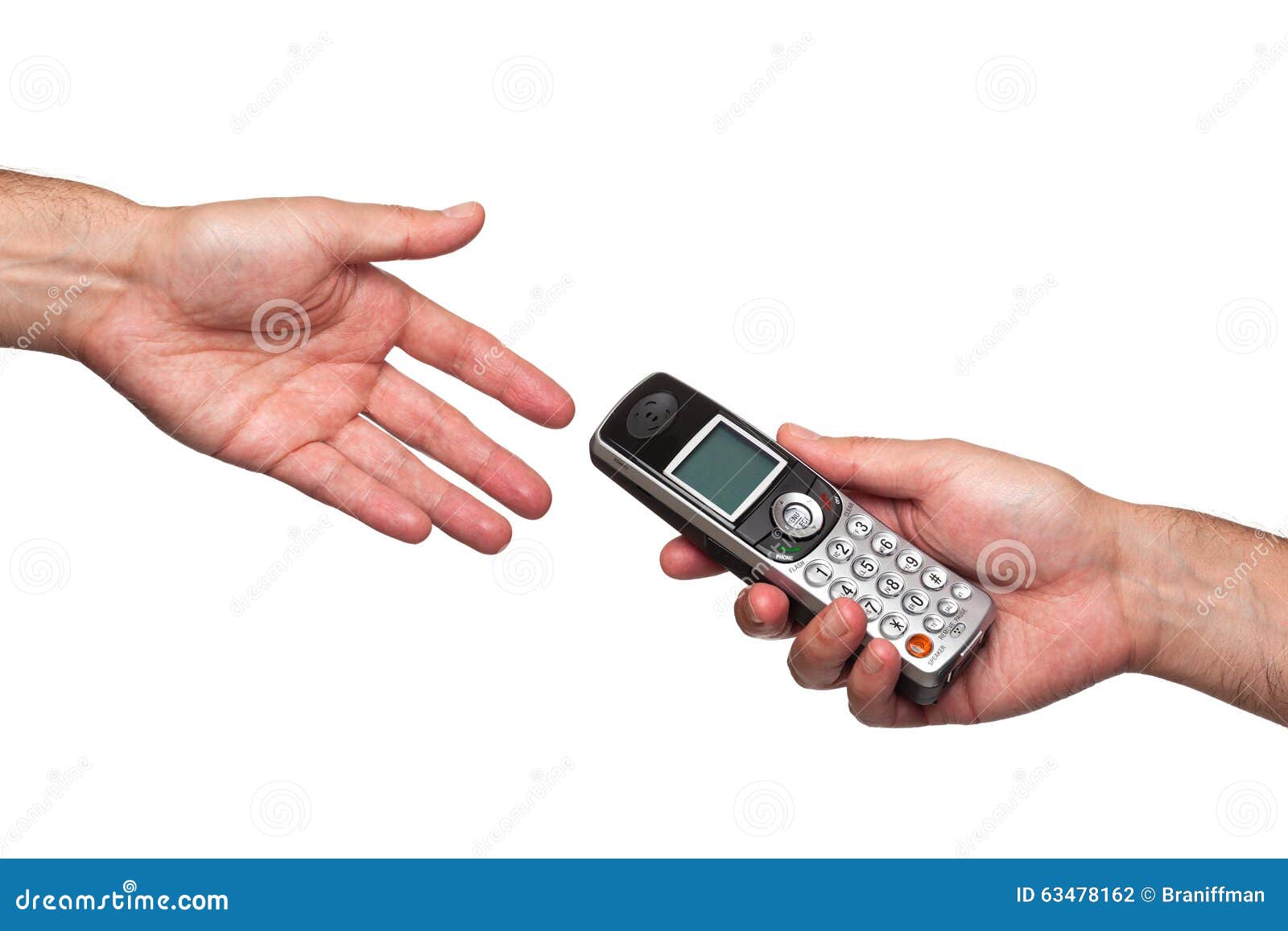 Close Up of a Hand Passing a Phone Stock Photo - Image of cordless ...