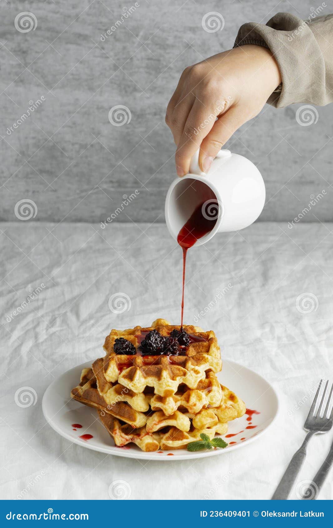 Close Up Hand Pouring Syrup. High Quality Photo Stock Image - Image of ...